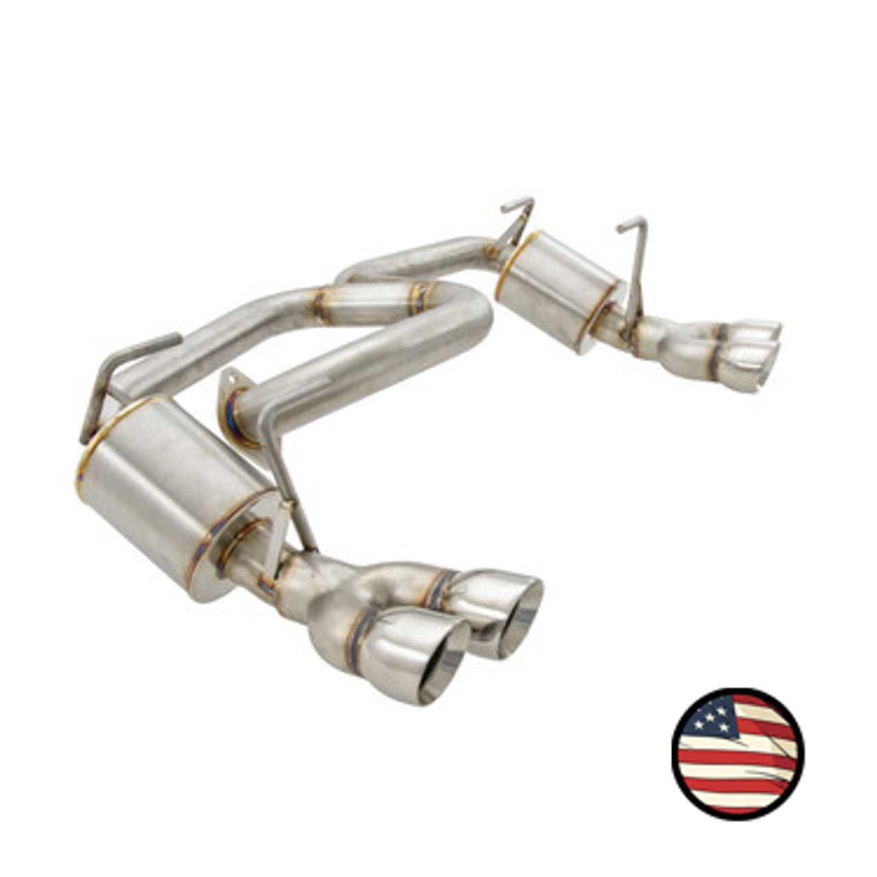 Nameless Axleback Exhaust - Quad Exit 5" Muffler - 3" Double Wall Tips