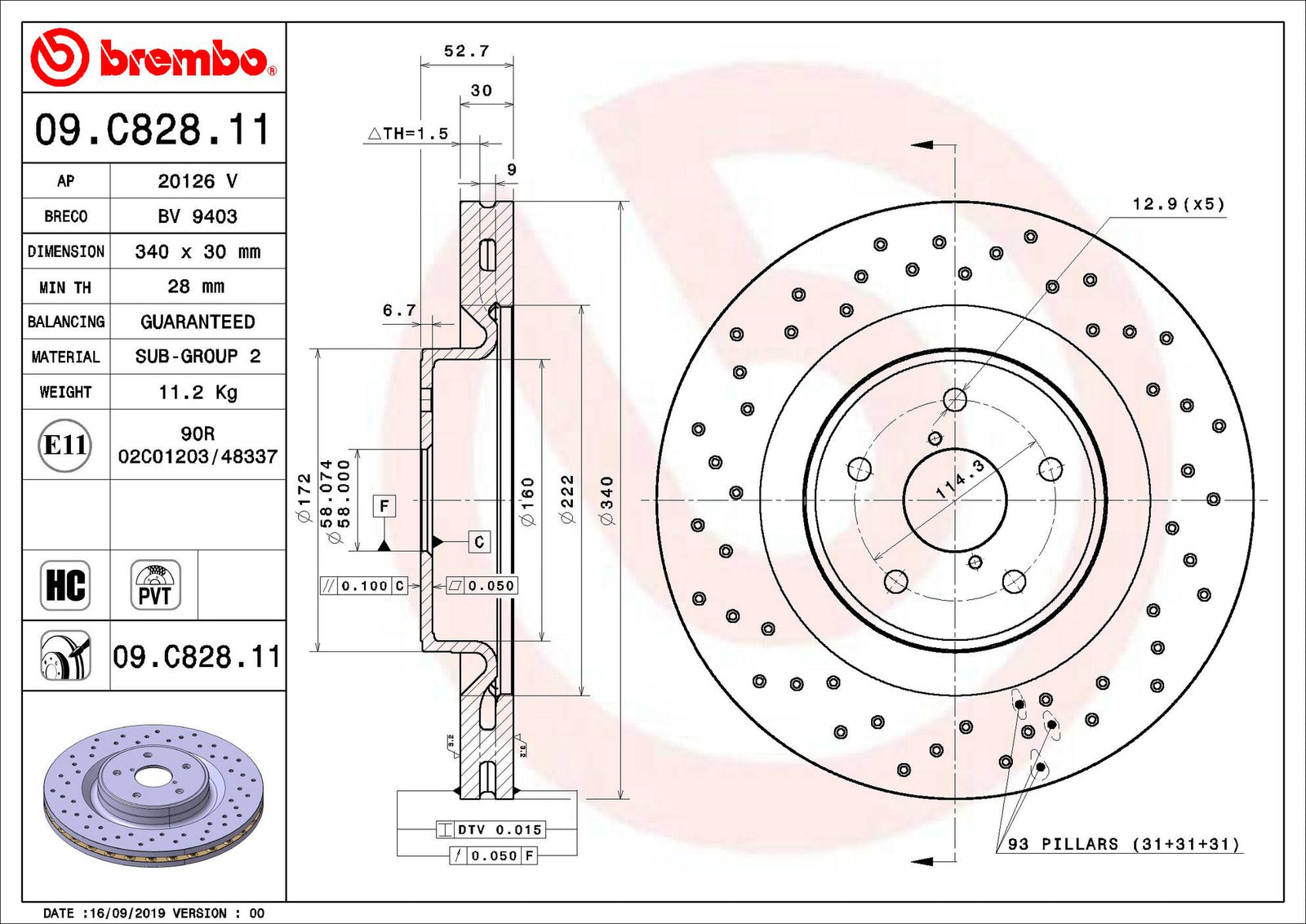 Brembo Front Premium UV Coated OE Equivalent Single Rotor - 18-21 STI,